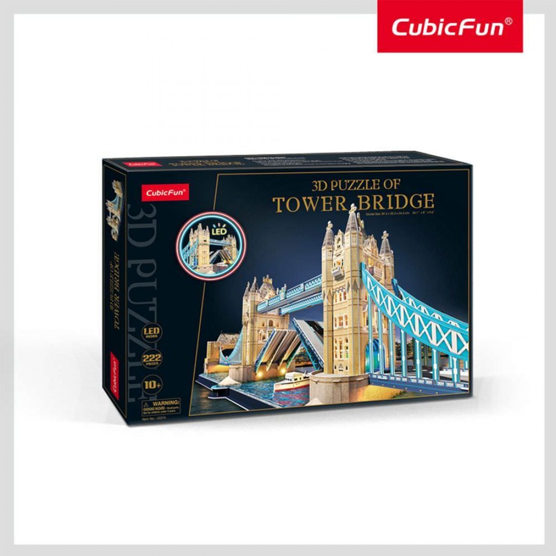 Puzzle 3D cu led Tower Bridge 222 piese Cubic Fun | KidoStore.ro